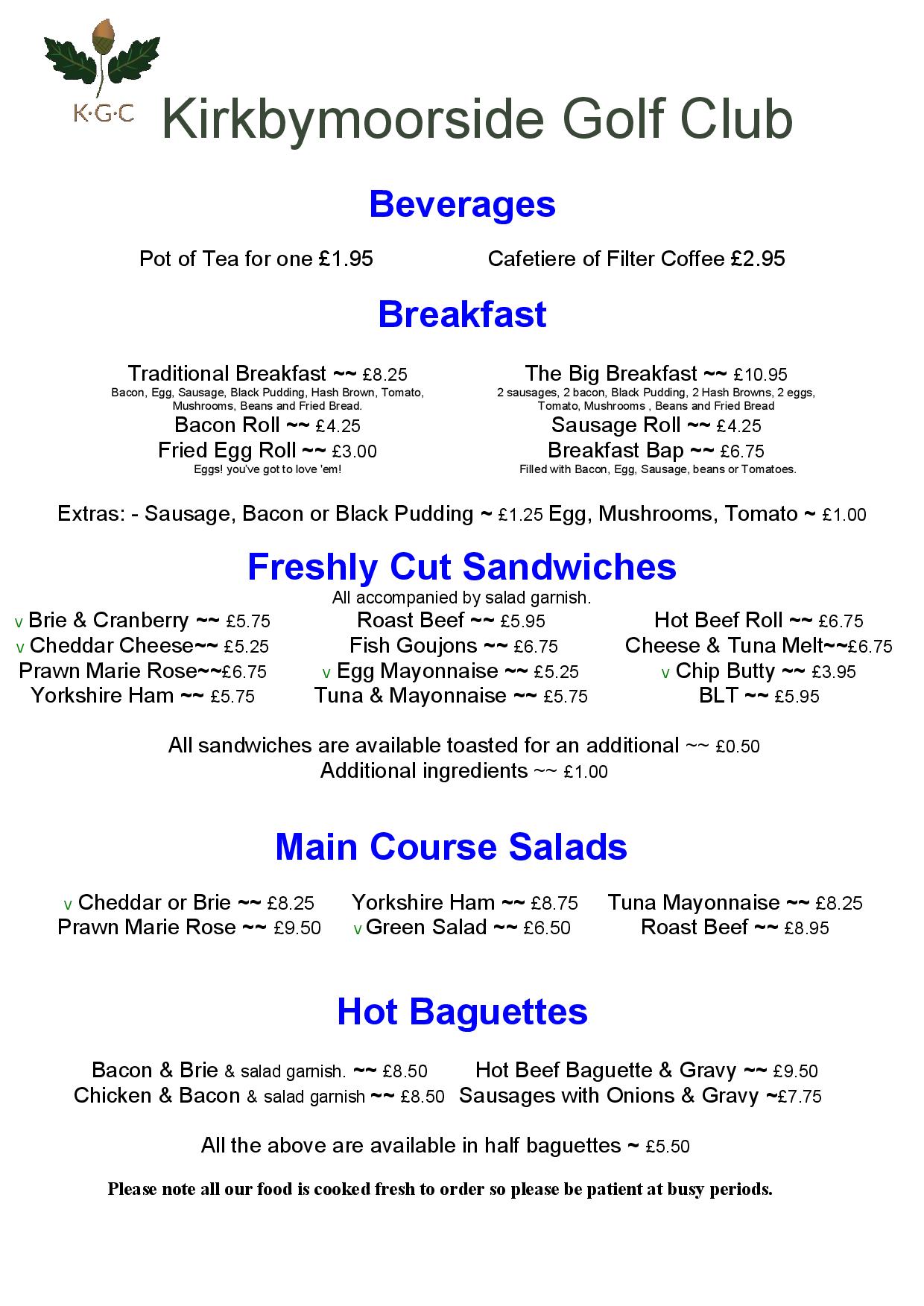 Catering & Functions - Kirkbymoorside Golf Course